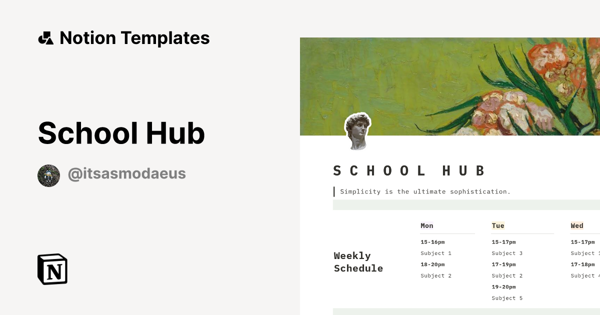 School Hub Template by Asmodaeus | Notion Marketplace