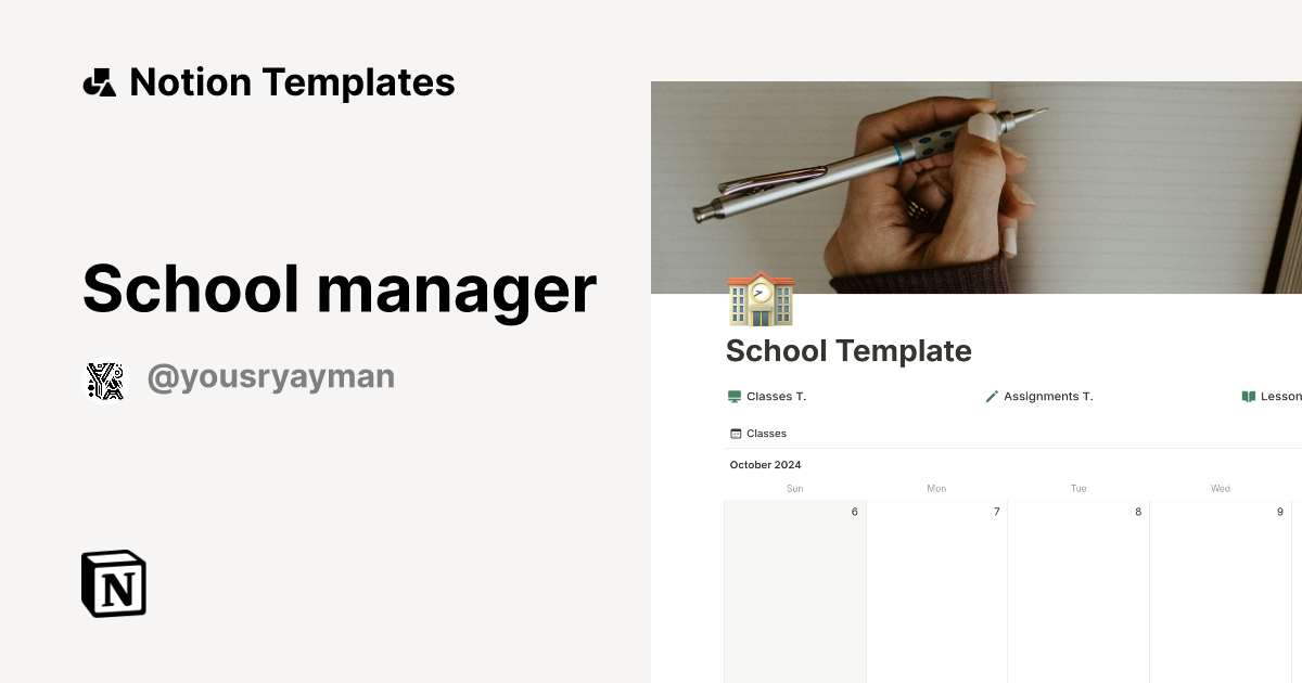 School manager Template by Yousry Ayman | Notion Marketplace