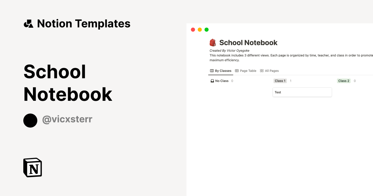 School Notebook Template | Notion Marketplace