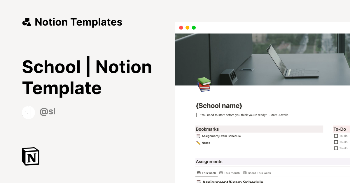 School | Notion Template Template by SL | Notion Marketplace