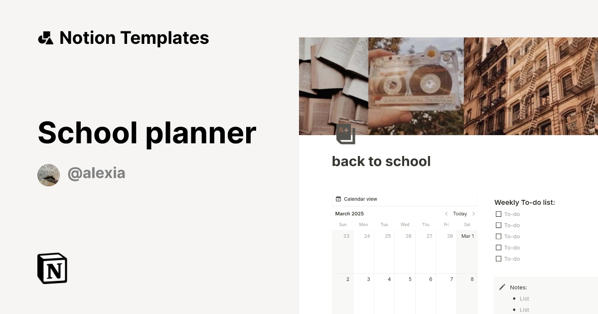 School planner Template | Notion Marketplace