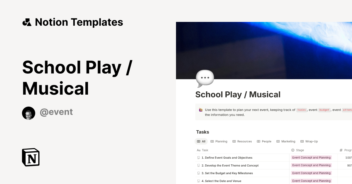 School Play / Musical Template | Notion Marketplace