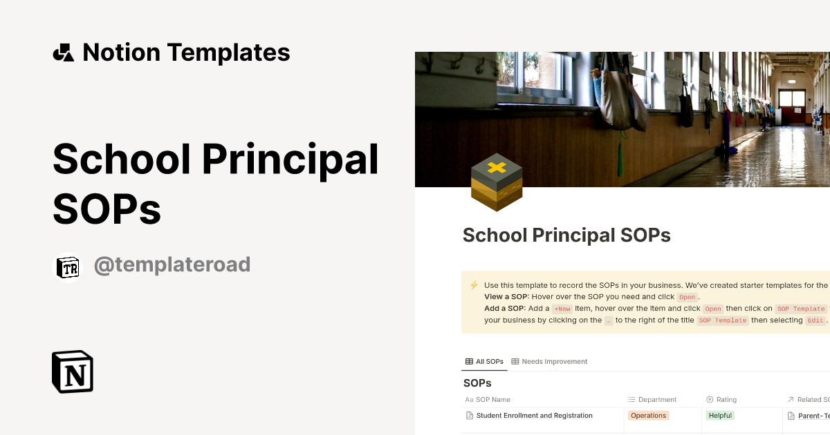 School Principal SOPs Template | Notion Marketplace