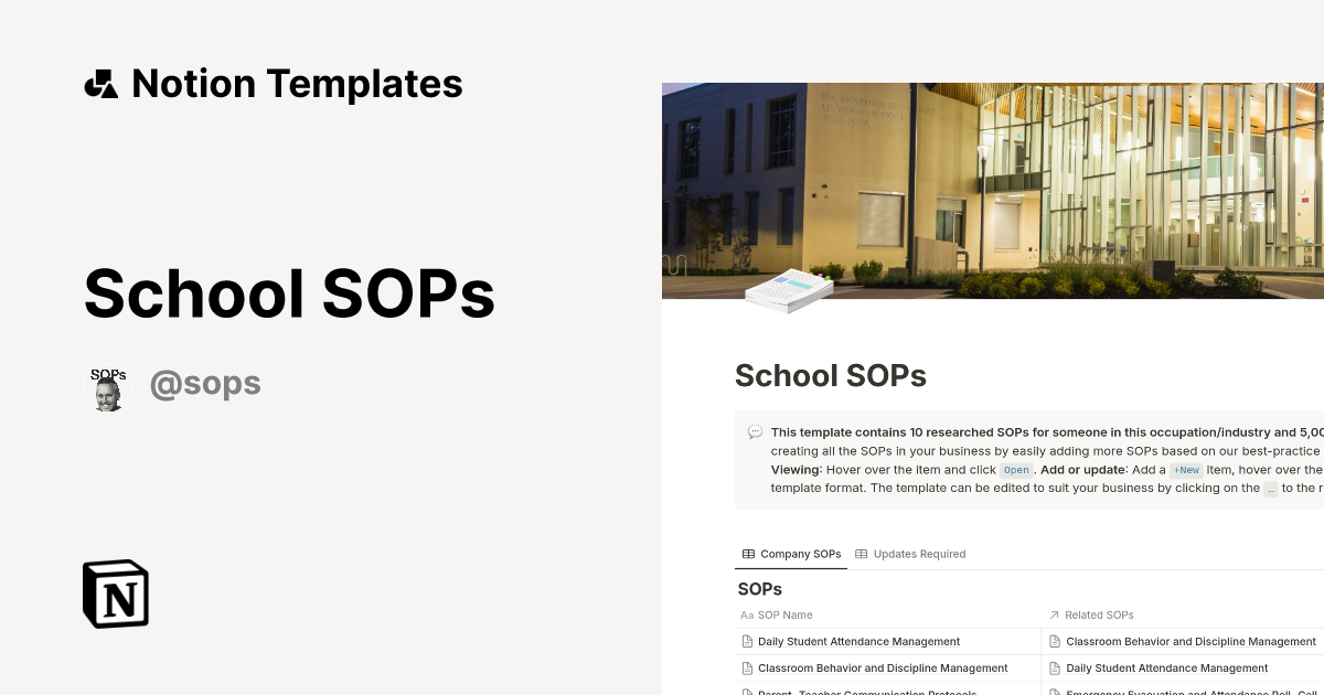 School SOPs Template by SOPs | Notion Marketplace