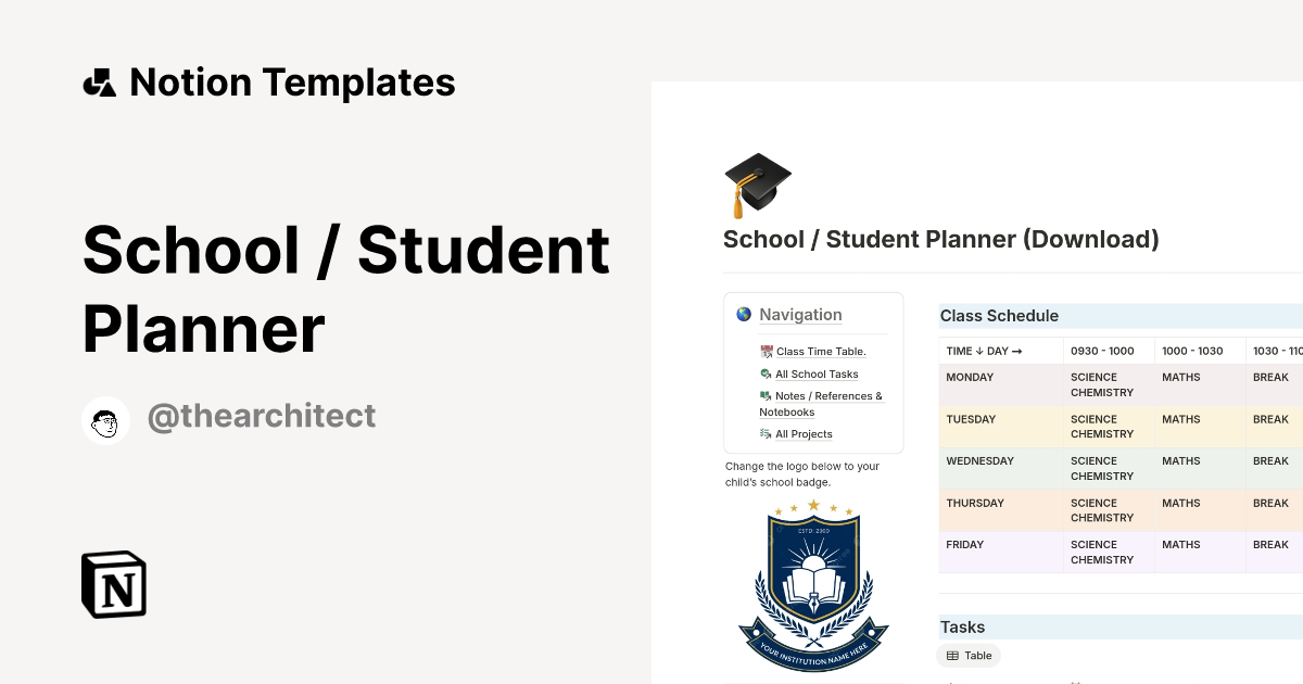 School Student Planner Template By Mark Fletcher Notion Marketplace