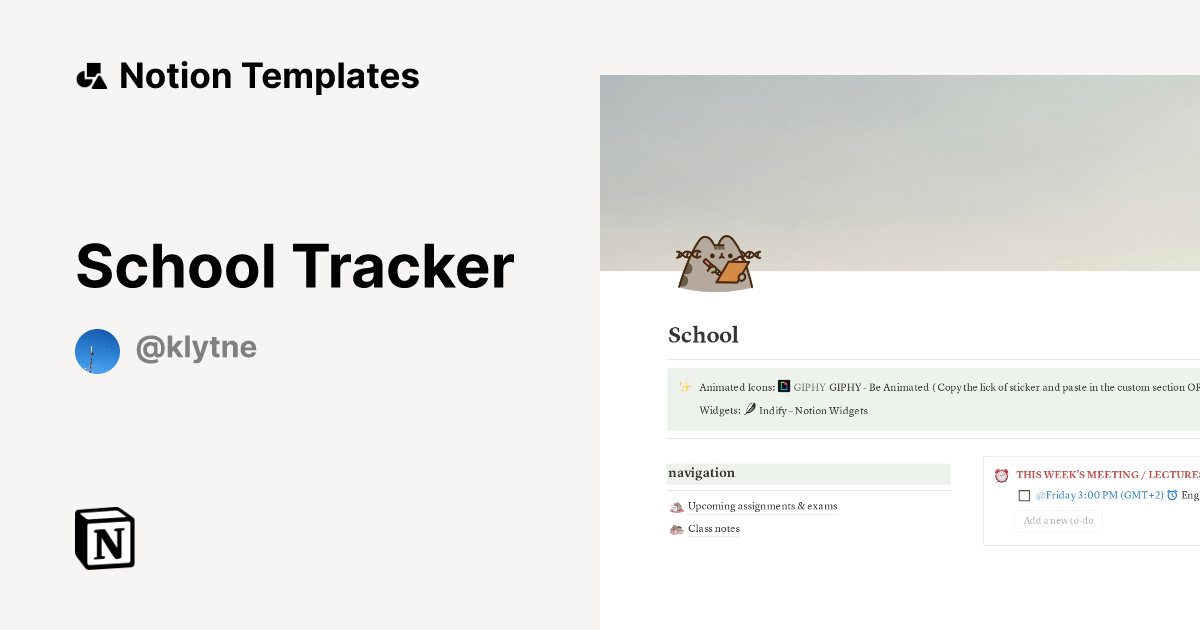 School Tracker Template | Notion Marketplace