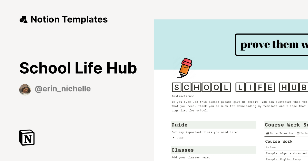 School Life Hub Template | Notion Marketplace