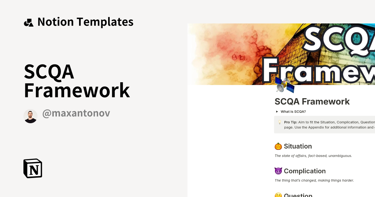 SCQA Framework Template by Max Antonov | Notion Marketplace