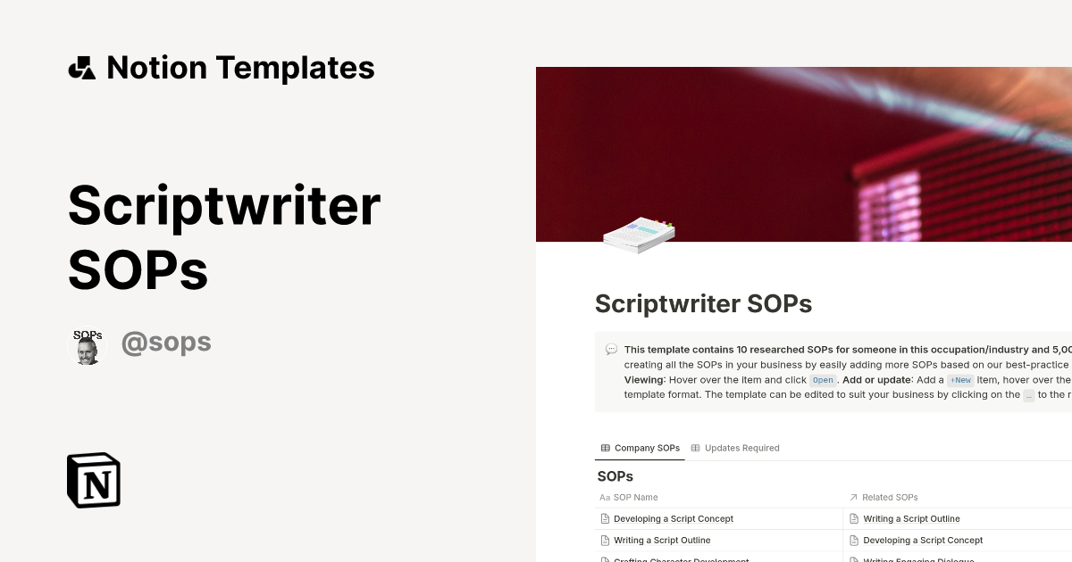 Scriptwriter SOPs Template by SOPs | Notion Marketplace