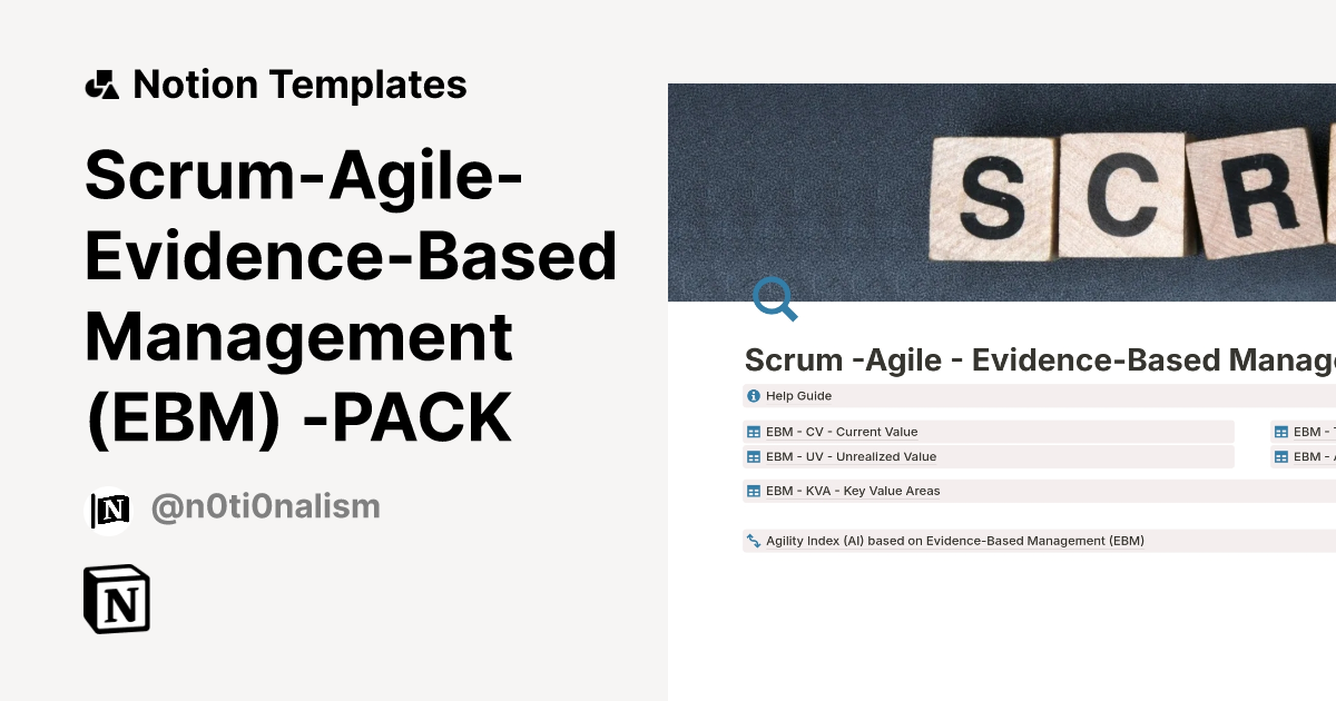 Scrum-Agile- Evidence-Based Management (EBM) -PACK Template | Notion Marketplace