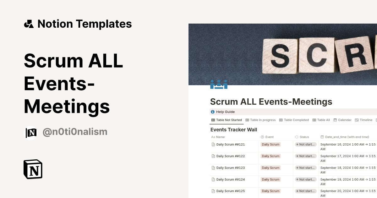 Scrum ALL Events-Meetings Template by N0TI0NALISM - N0TI0NALIZE YOUR ...