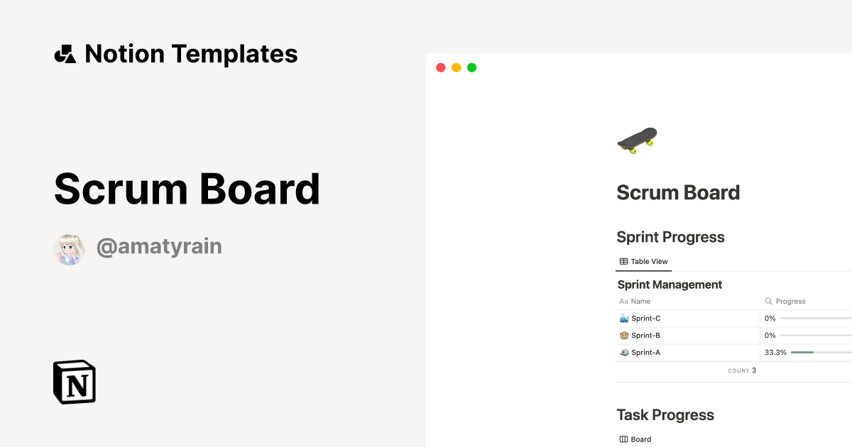 Scrum Board Template | Notion Marketplace