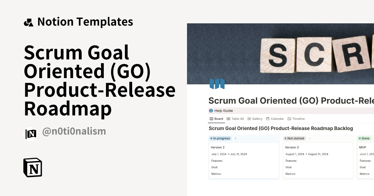 Scrum Goal Oriented (GO) Product-Release Roadmap Template by ...