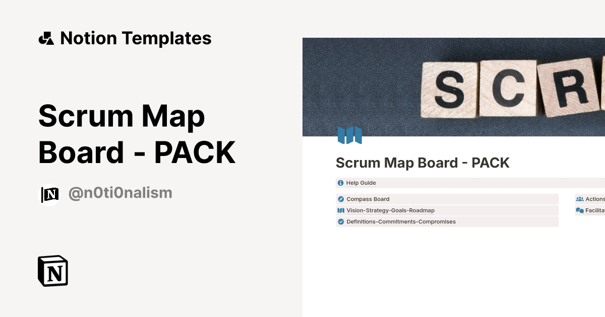 Scrum Map Board - PACK Template by N0TI0NALISM - N0TI0NALIZE YOUR BUSINESS | Notion Marketplace