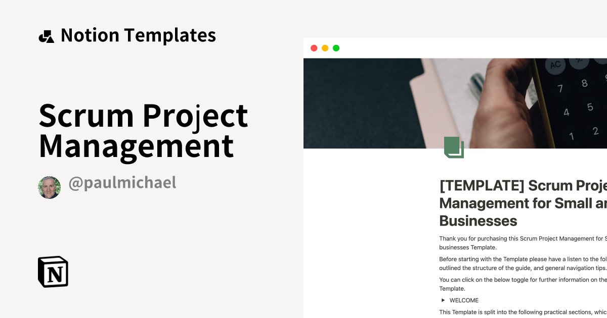 Scrum Project Management Template by Paul Michael | Notion Marketplace