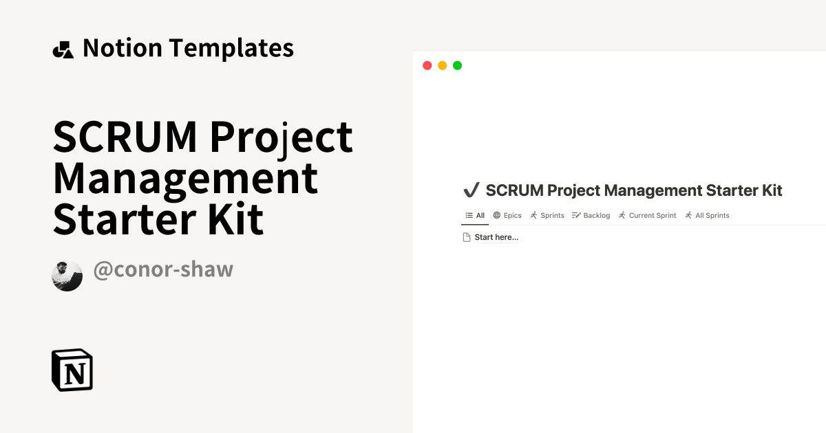 SCRUM Project Management Starter Kit Template | Notion Marketplace