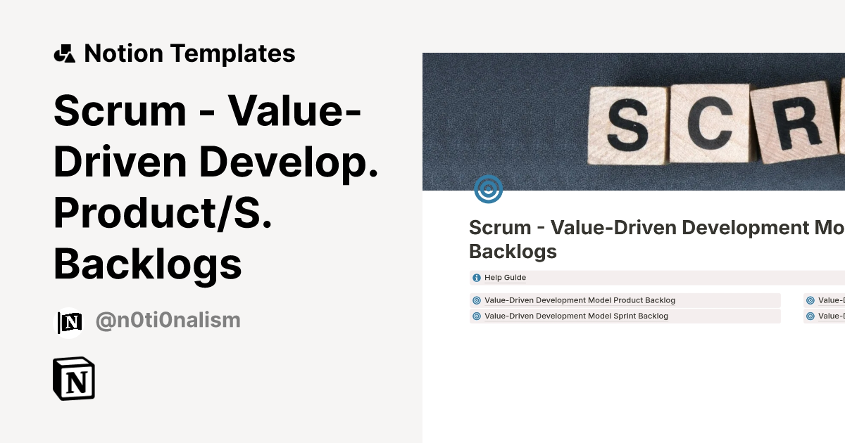 Scrum - Value-Driven Develop. Product/S. Backlogs Template by ...