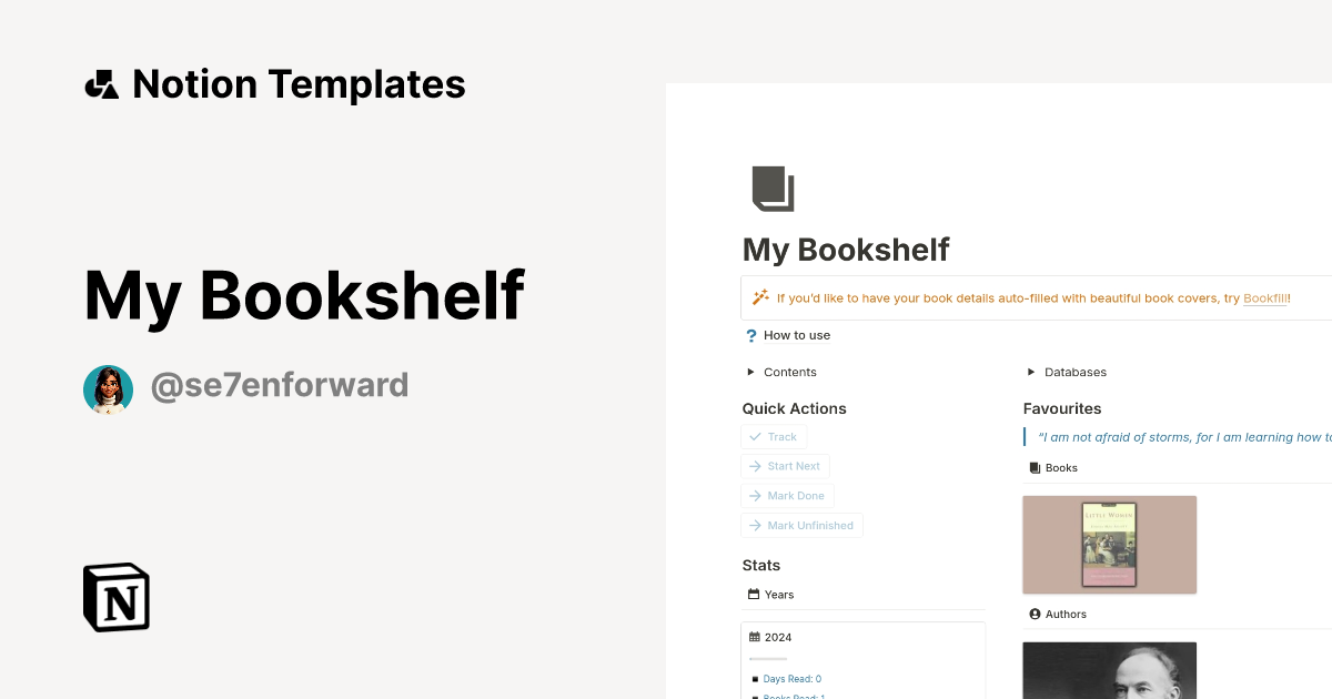 My Bookshelf Template | Notion Marketplace