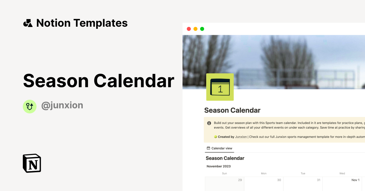 Season Calendar Template | Notion Marketplace