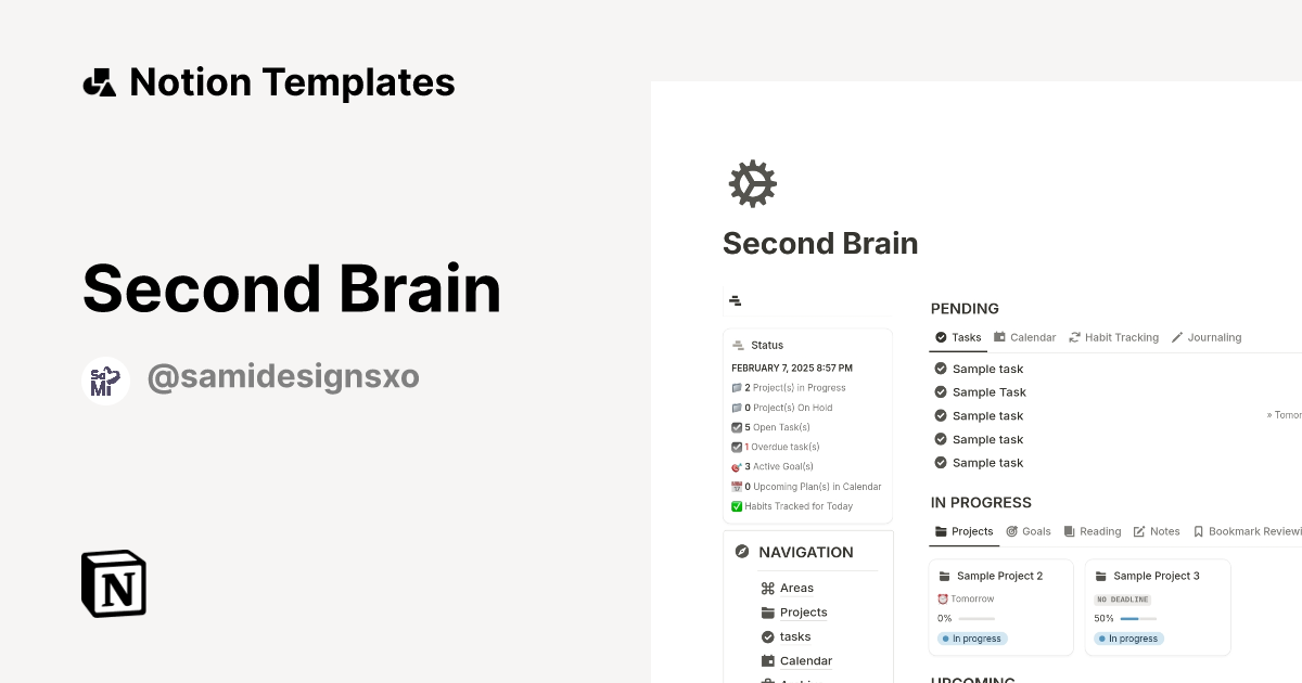 Second Brain Template by Sami Notion Templates | Notion Marketplace