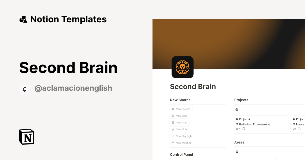 Second Brain Template by Aclamación | Notion Marketplace