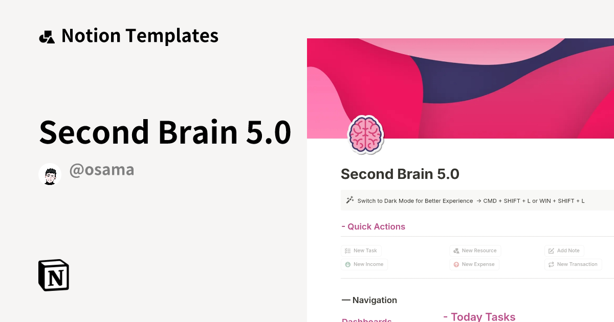 Second Brain 5.0 Template by OlsNotion | Notion Marketplace
