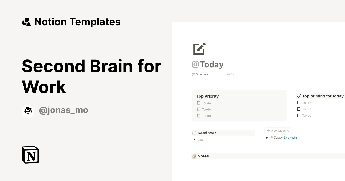 Second Brain for Work Template | Notion Marketplace