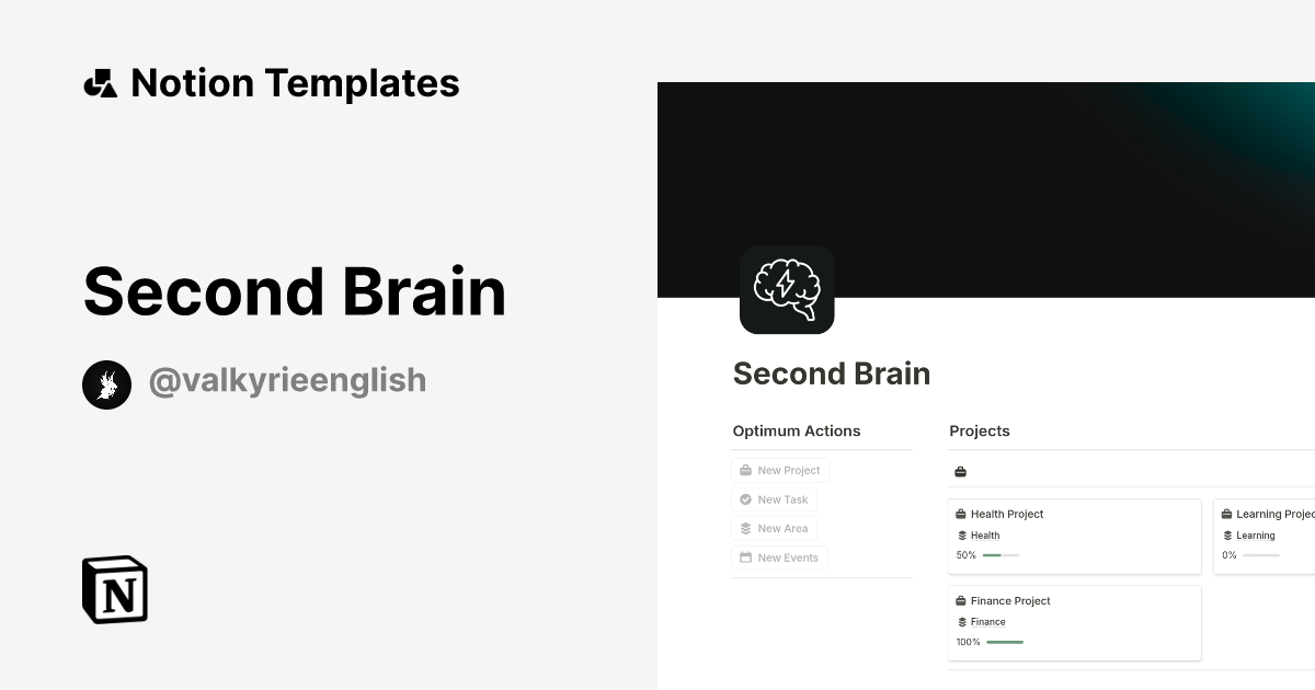 Second Brain Template by Valkyrie | Notion Marketplace