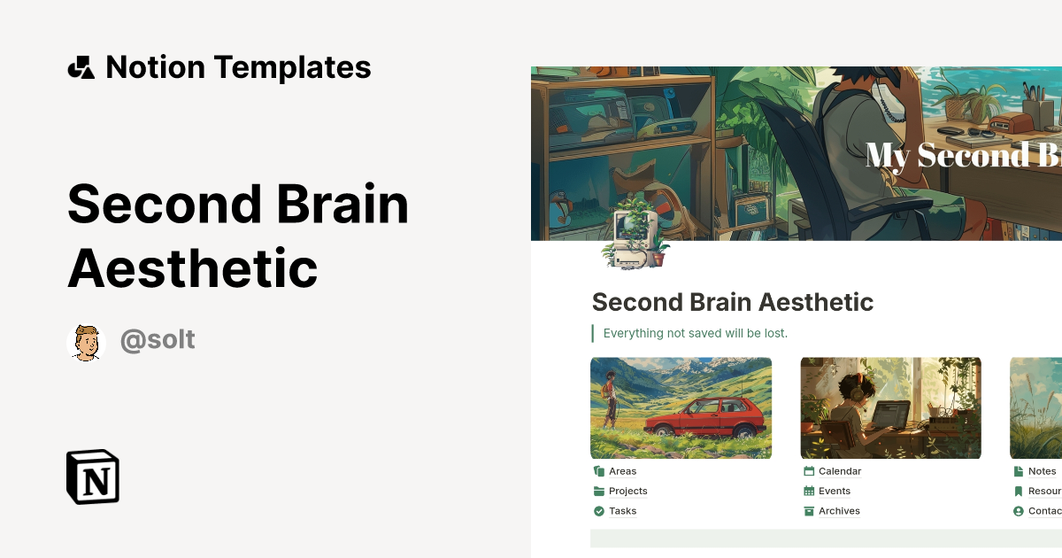 Second Brain Aesthetic Template by Solt Wagner | Notion Marketplace