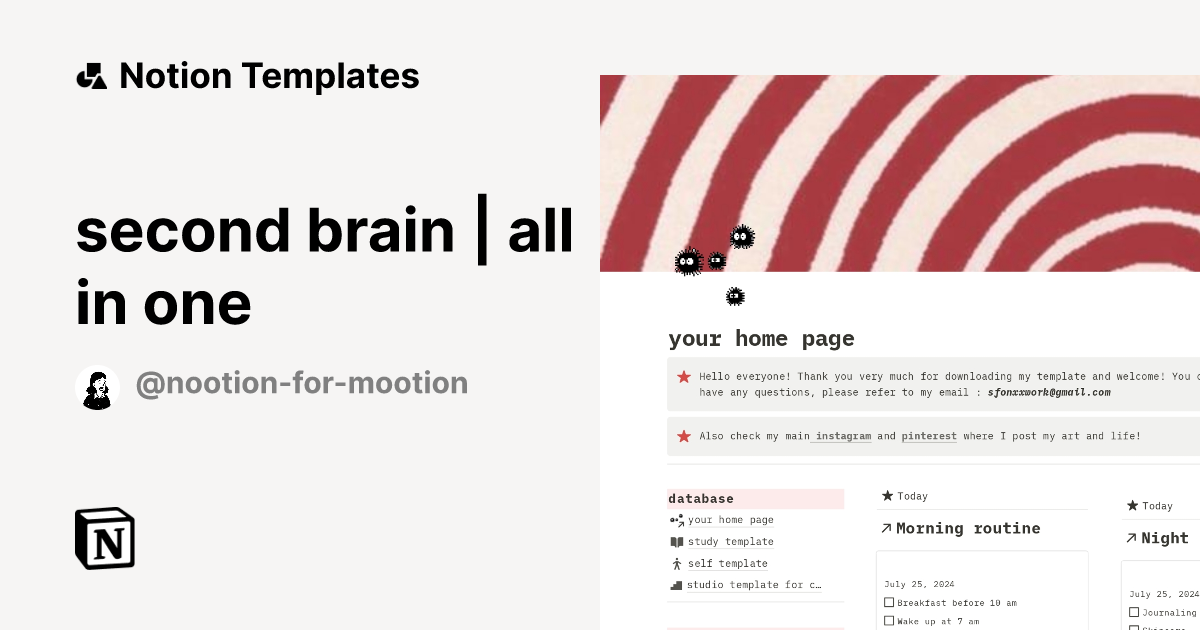 second brain | all in one Template by |template treasure| | Notion Marketplace