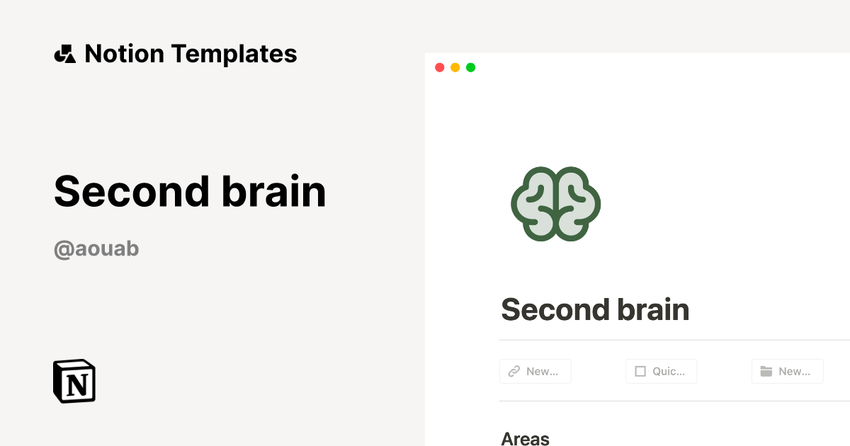 Second brain Template by Notionaouab | Notion Marketplace
