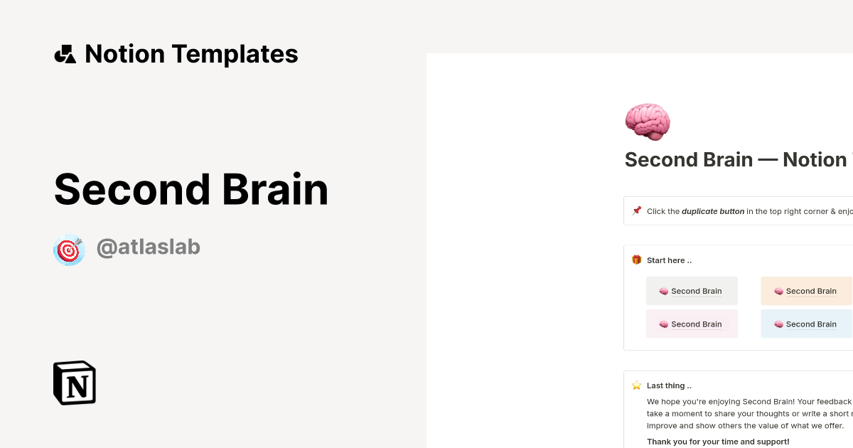 Second Brain Template | Notion Marketplace