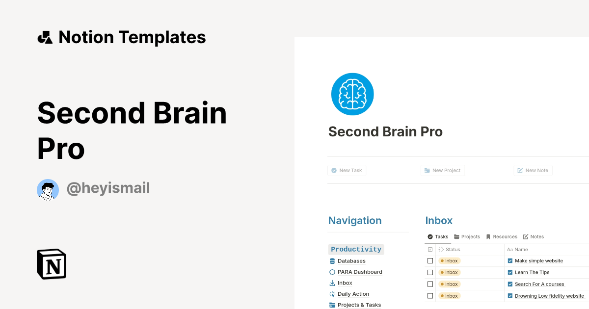 Second Brain Pro Template | Notion Marketplace