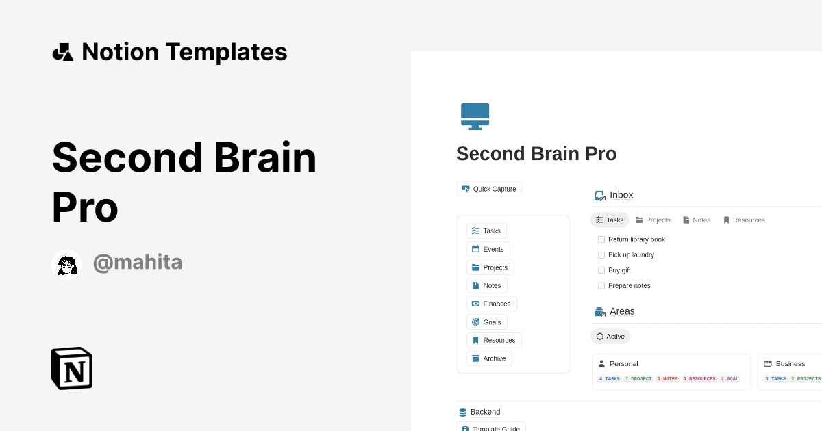 Second Brain Pro Template | Notion Marketplace