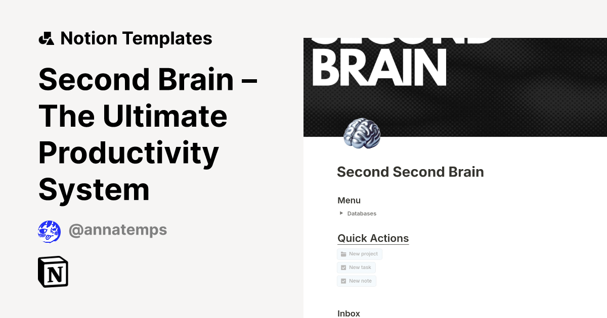 Second Brain – The Ultimate Productivity System Template | Notion Marketplace