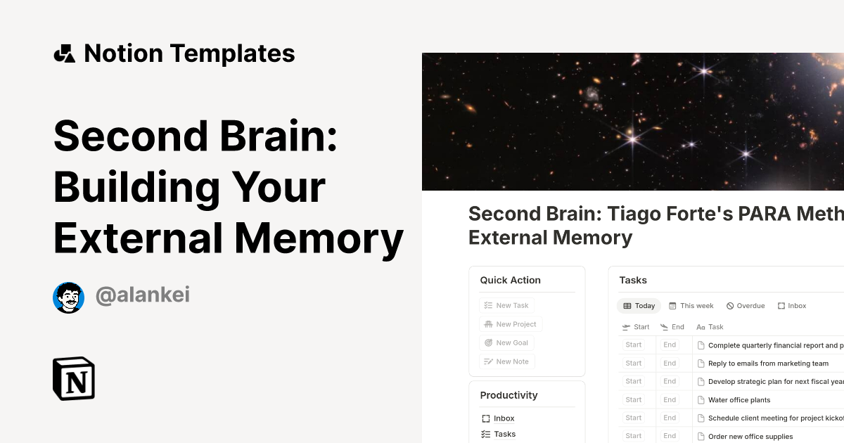 Second Brain: Building Your External Memory Template by Alan Kei ...