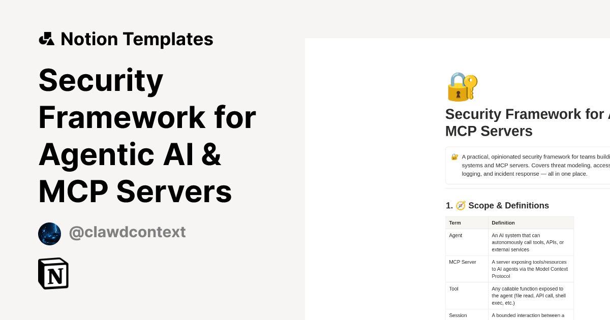 Security Framework for Agentic AI & MCP Servers Template | Notion ...