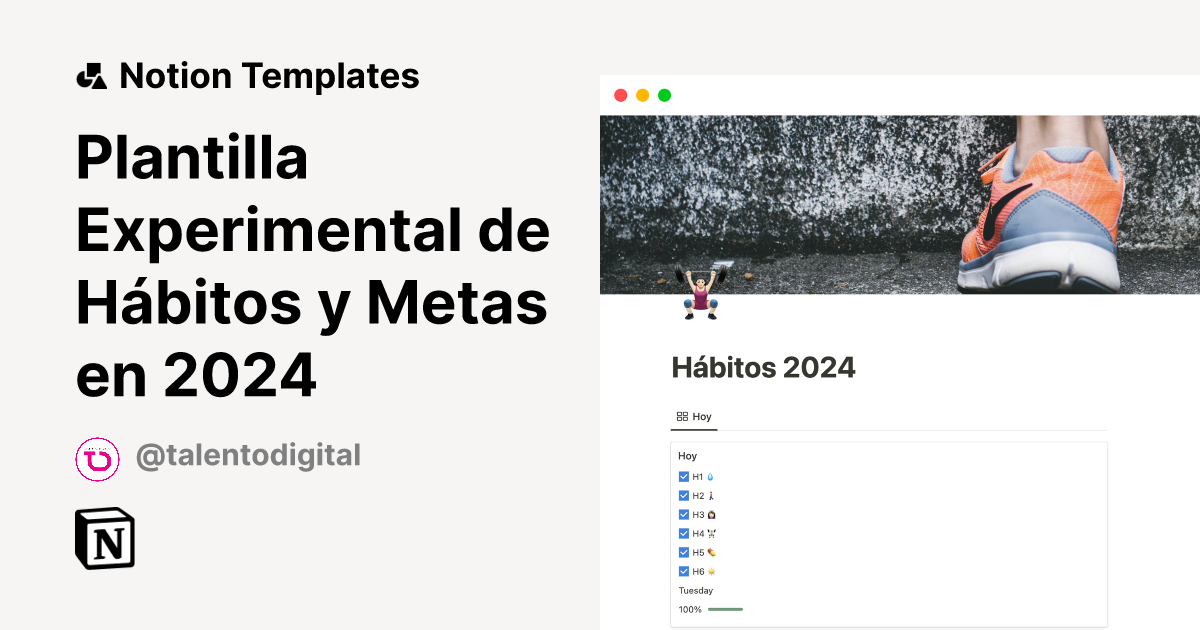 Plantilla Experimental de Hábitos y Metas en 2024 Template | Notion ...