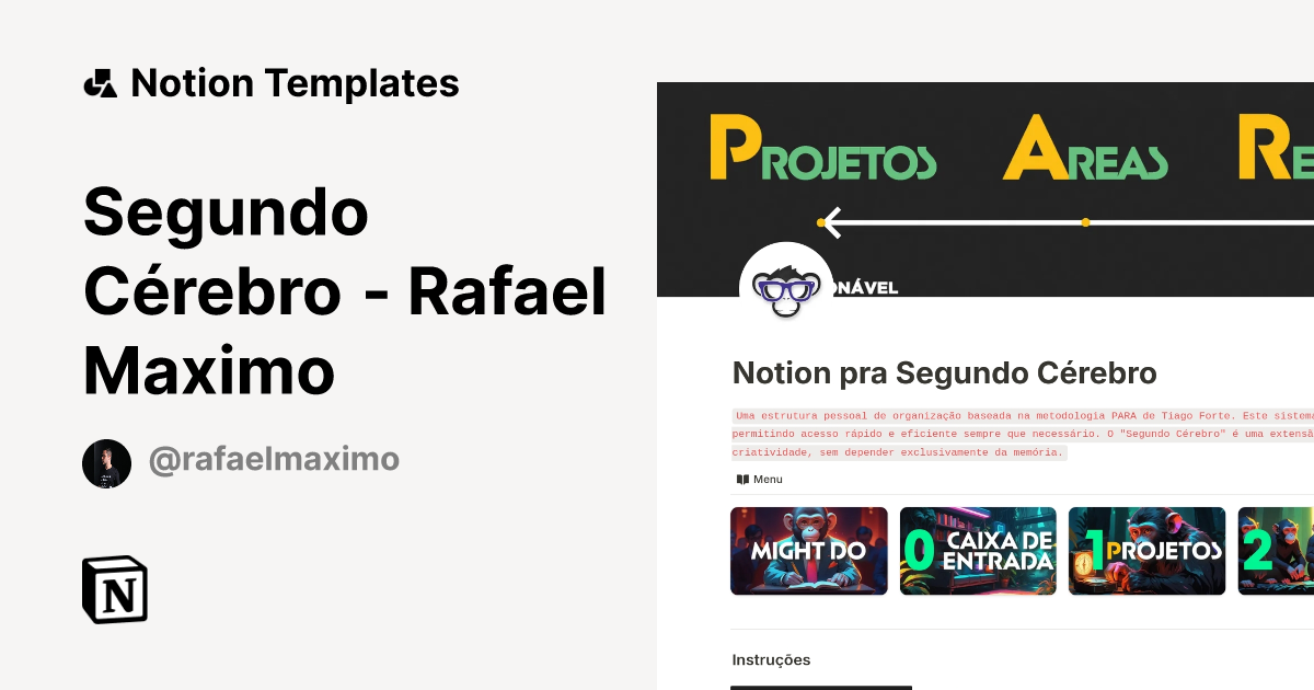 Segundo Cérebro - Rafael Maximo Template by Rafael Maximo | Notion Marketplace