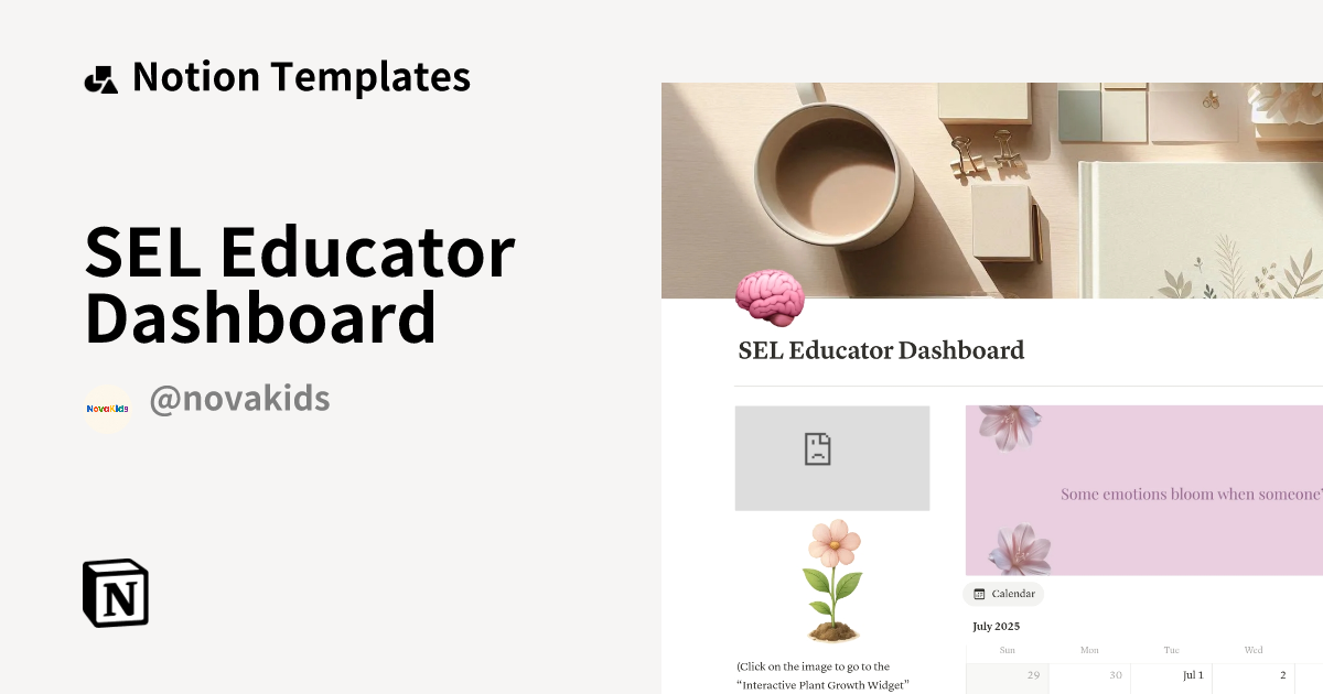 SEL Educator Dashboard Template by Nova | Notion Marketplace