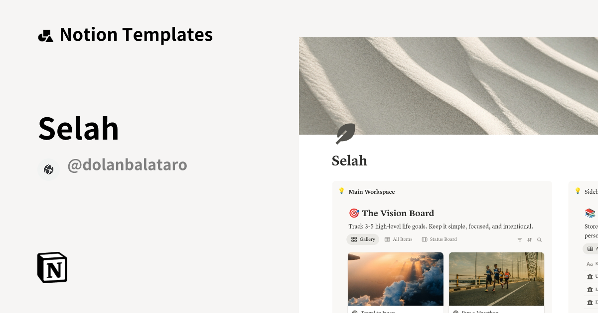 Selah Template by Dolan | Notion Marketplace