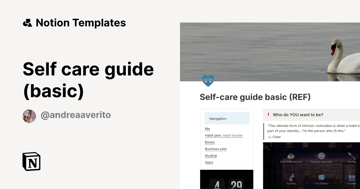 Self care guide (basic) Template by andrea verito | Notion Marketplace