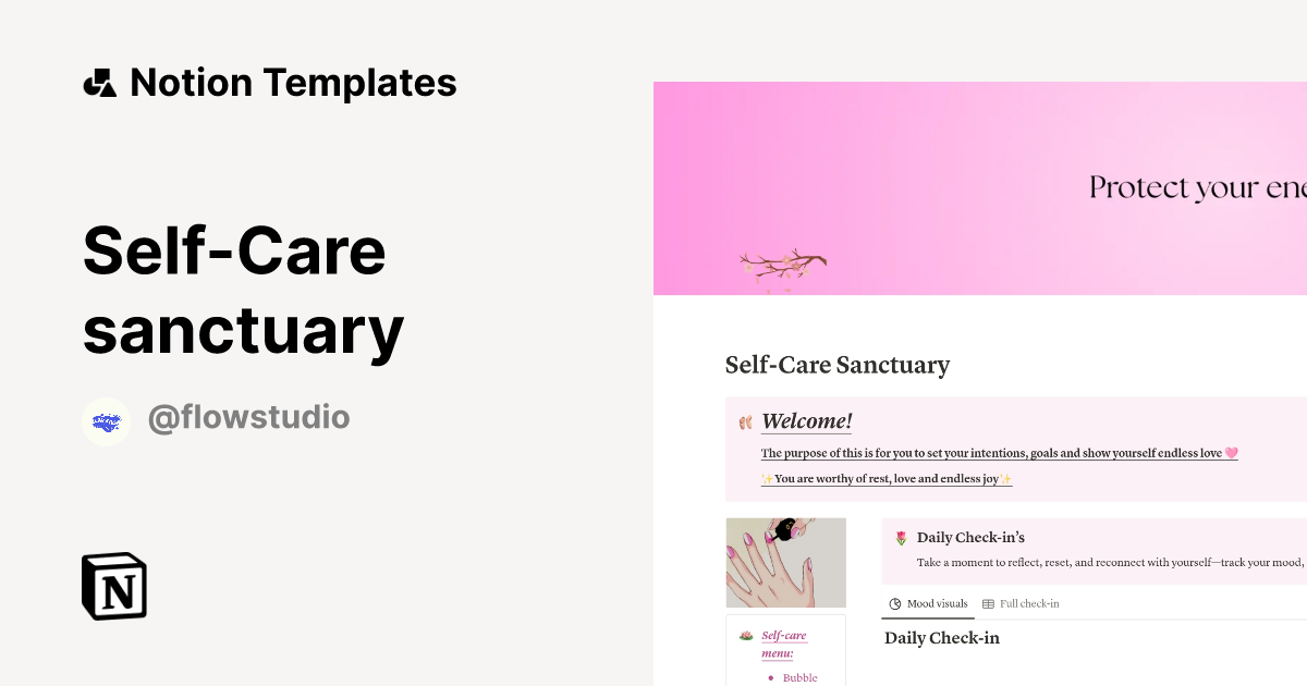 Self-Care sanctuary Template by flowstudio | Notion Marketplace