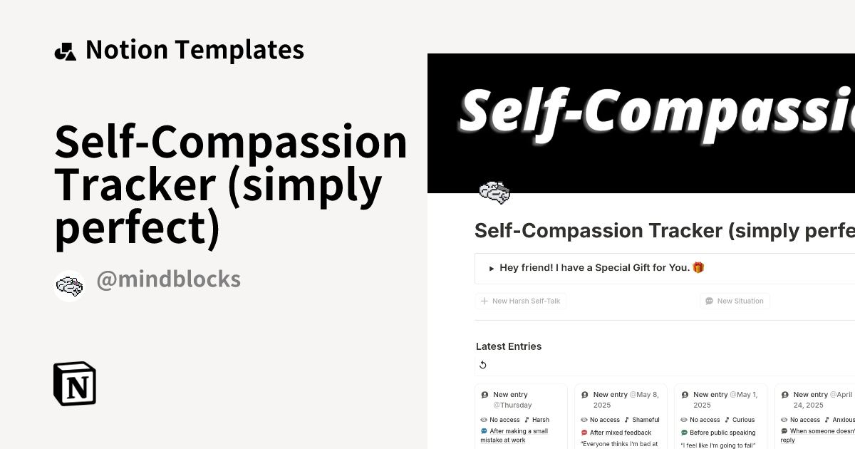 Self-Compassion Tracker (simply perfect) Template by MindBlocks ...