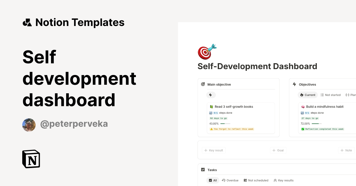 Self development dashboard Template by Peter Perveka | Notion Marketplace