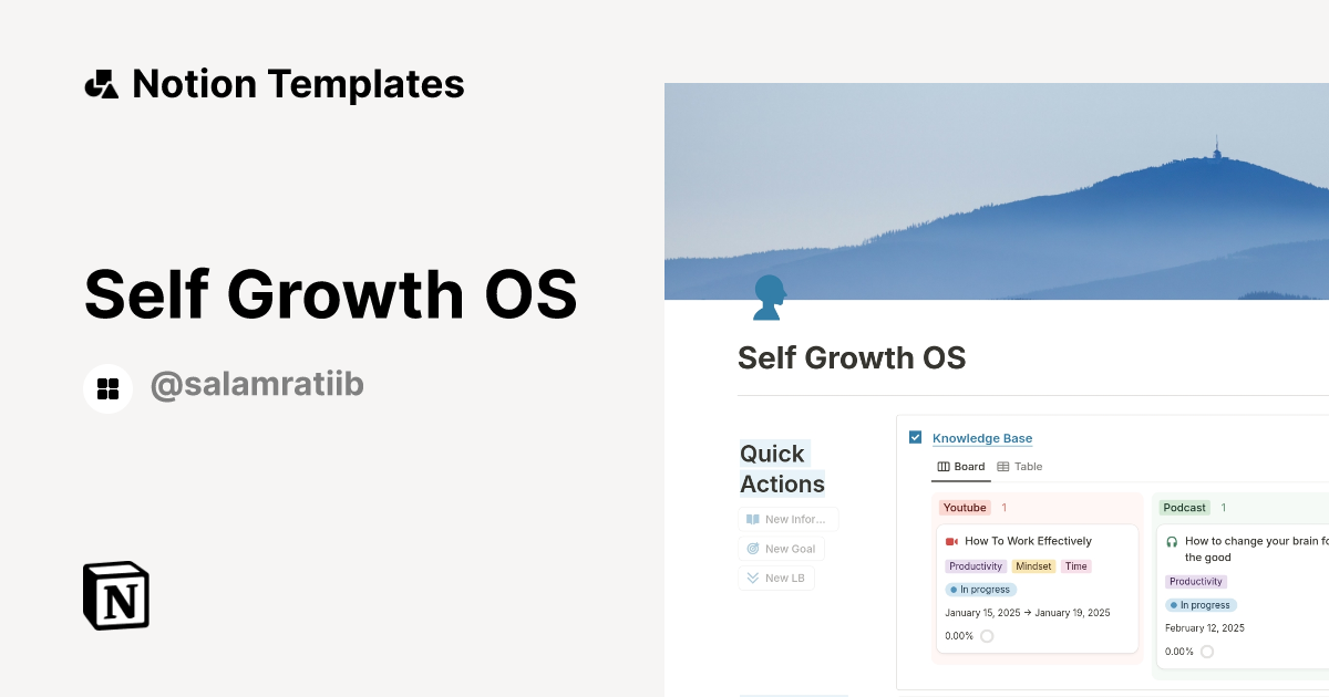 Self Growth OS Template | Notion Marketplace