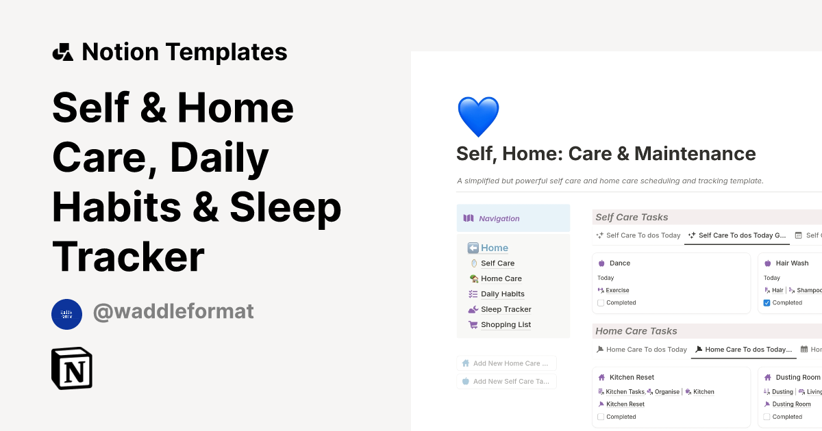 Self & Home Care, Daily Habits & Sleep Tracker Template by Forward ...