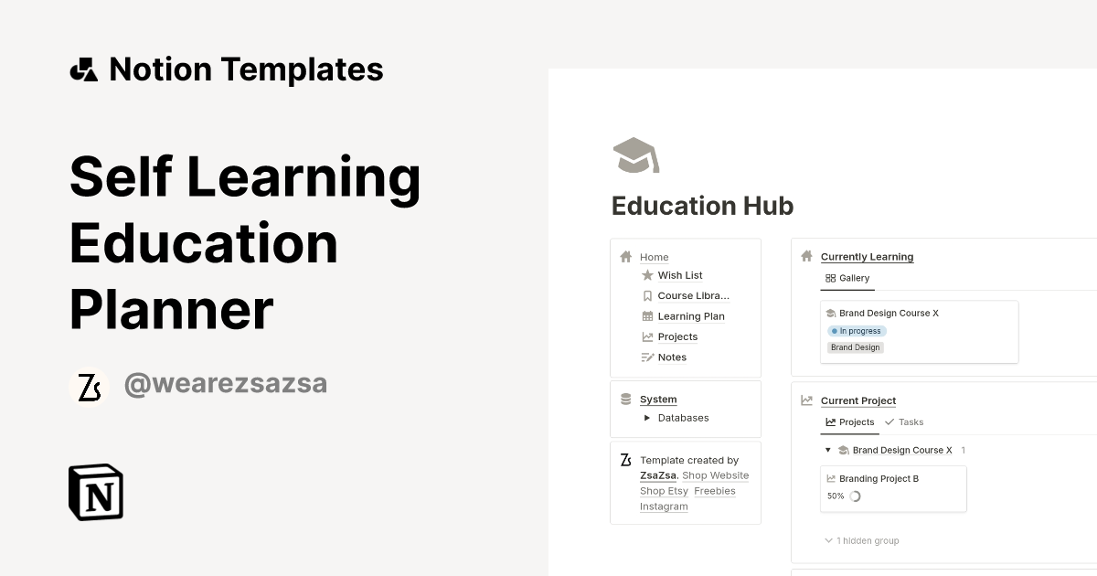 Self Learning Education Planner Template by ZsaZsa | Notion Marketplace
