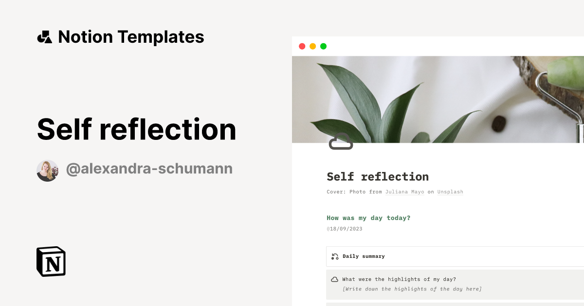 Self reflection Template | Notion Marketplace