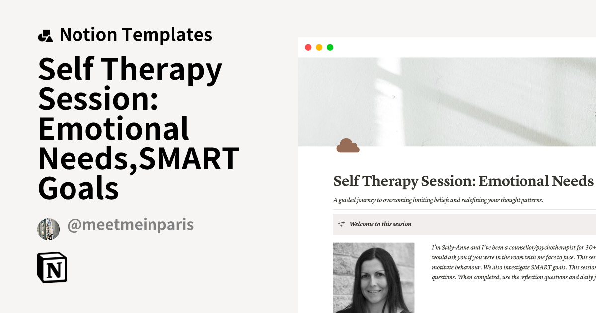 Self Therapy Session: Emotional Needs,SMART Goals Template by Meet me ...